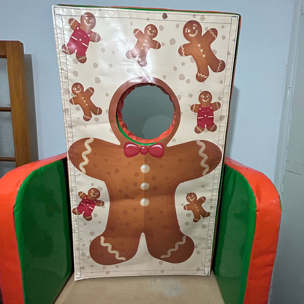 Gingerbread Man ‘Face in Hole’ Peek a Boo Green & Purple – JEvents