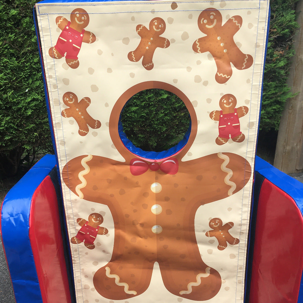 Gingerbread Man ‘Face in Hole’ Peek a Boo Red & Blue – JEvents